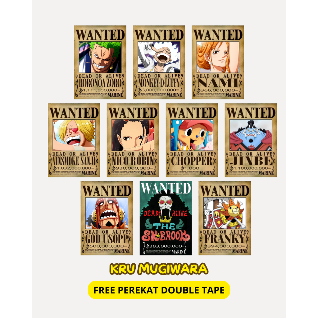 1 Set Bounty One Piece Mugiwara Kru After Time Skip Poster A4 Size Free ...