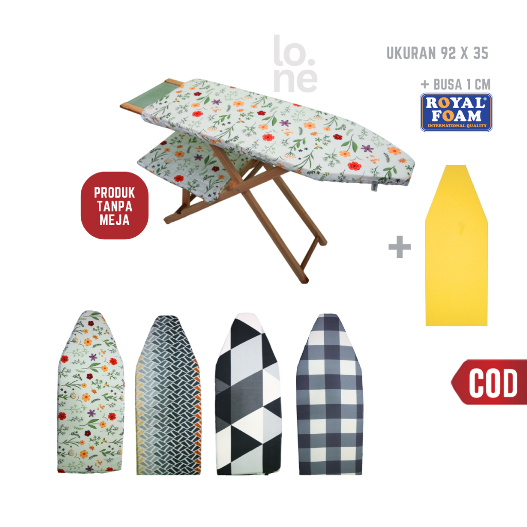 LONE Wooden Ironing Table Cover Microtex Material 98 x 35 cm (WITHOUT ...