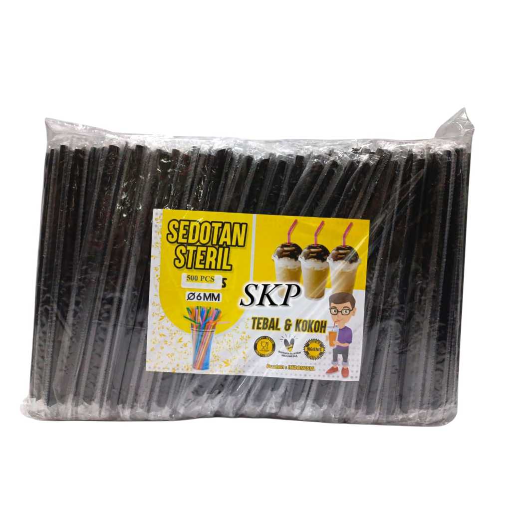 500 PCS Hygienic Sterile Plastic Straws 6mmx20cm Black Pointed Pointed ...