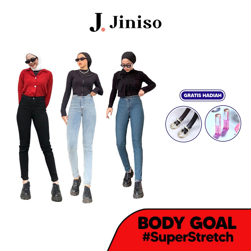 [FREE Gift] JINISO - Highwaist Body Goal Jeans | Shopee Malaysia