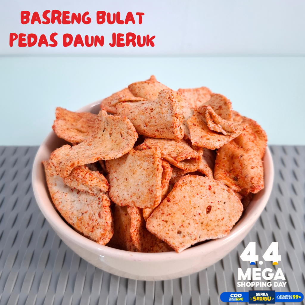 Spicy Round Basreng with Orange Leaves 500g | Coin Basreng | Flat ...