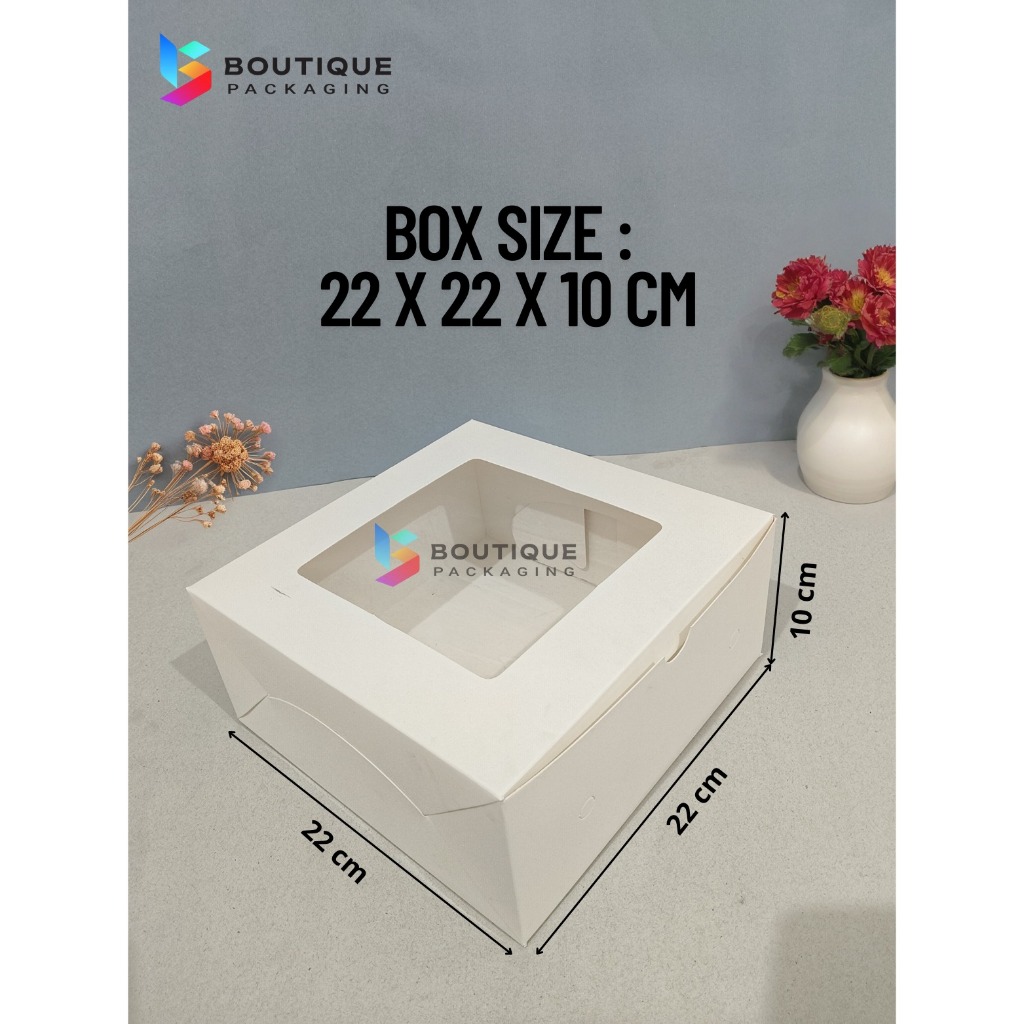 Fuji Box Packaging Cake Dessert Box kotak kuih kek 22 cm x 22 cm x 10 ...
