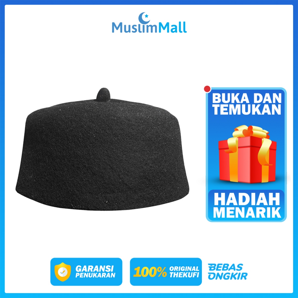 TheKufi Peci Tarbus Felt Wool Moroccan Black - Tarbus Fez Kufi | Shopee ...