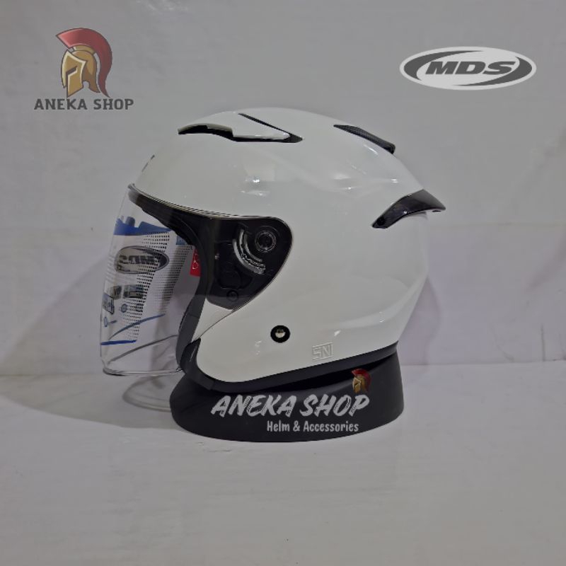 MDS VOLTUS SOLID WHITE HELMET | INTERCOM SUPPORT | SINGLE VISOR | SNI ...