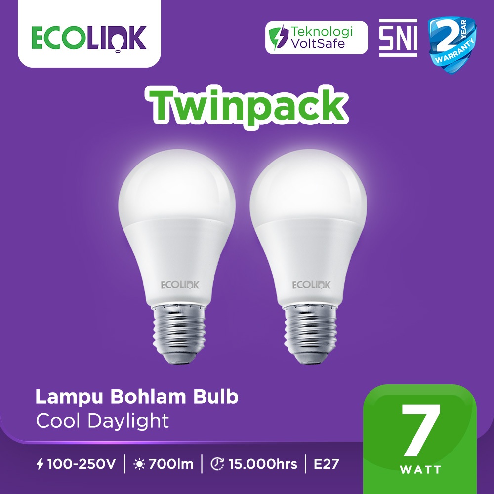 Ecolink LED Bulb Cool Day Light 7 Watt Twinpack (2pcs) | Shopee Malaysia
