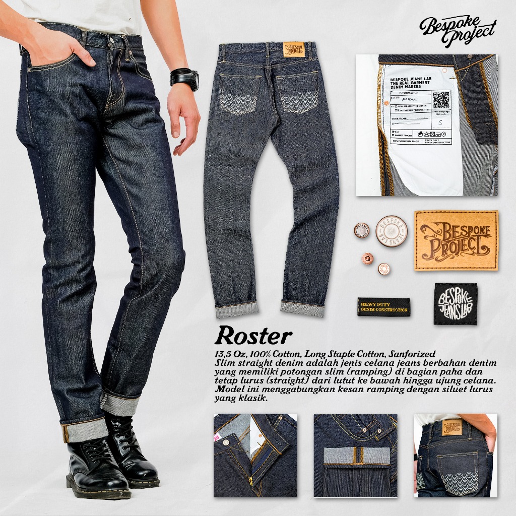 Bespoke Project - Roster Raw Denim Jeans | Shopee Malaysia