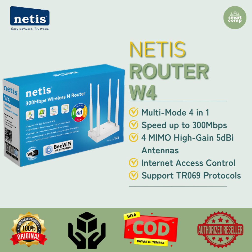 NETIS W4 N300 300Mbps Multi-Mode Wireless Router | Shopee Malaysia