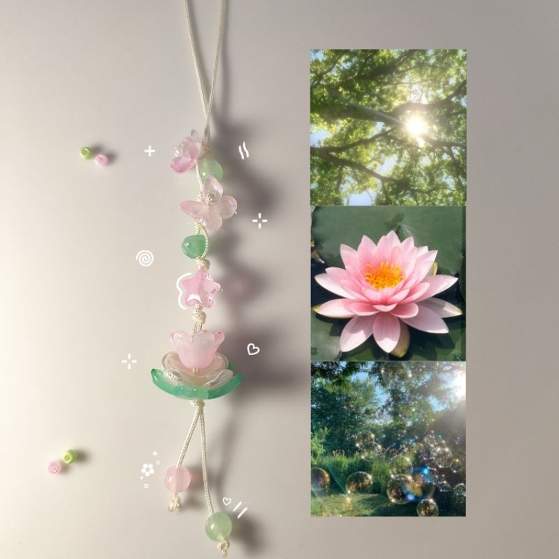 GANTUNGAN Mini Strap Phone | Keychain Beads | Lotus Cherry Clover Sea ...