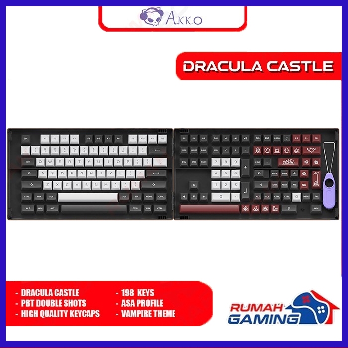 AKKO - Draculla - Castel - ASA - Vampire Theme - 198 KEY - Keycaps ...