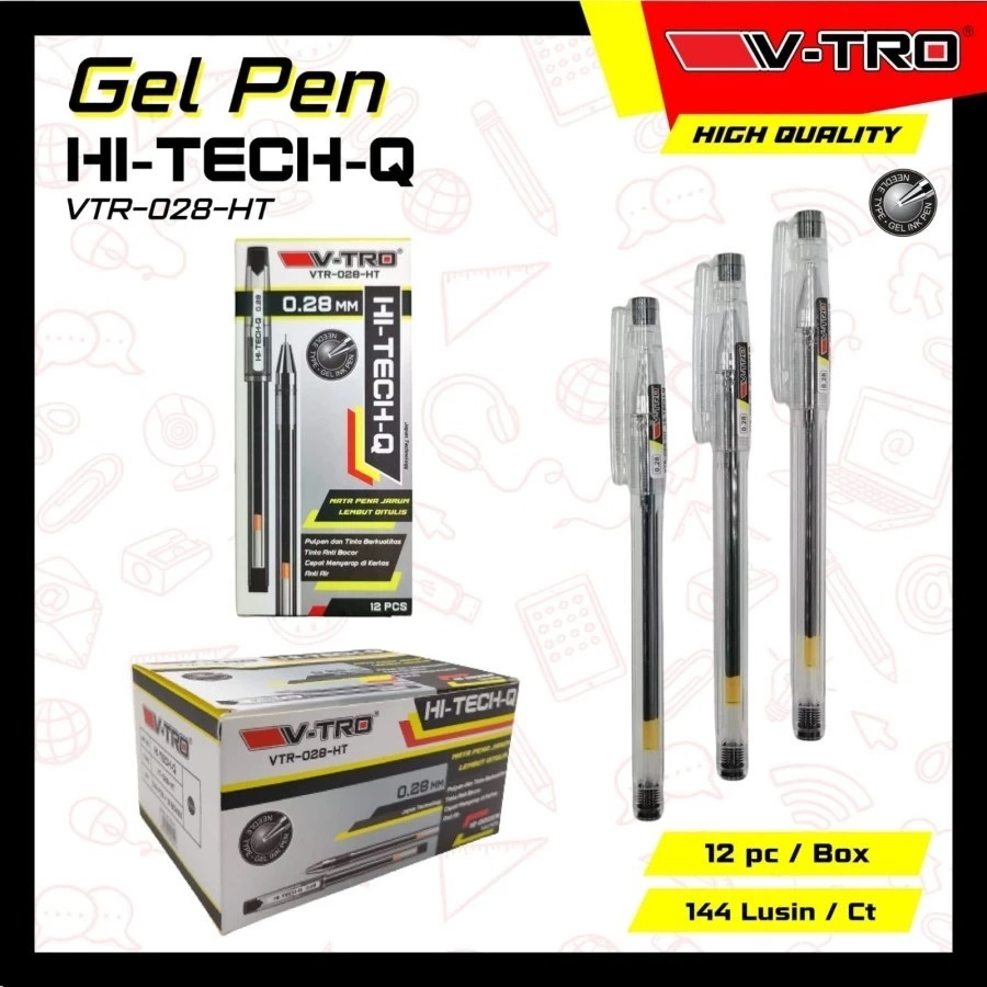 (1 Box 12 Pcs) Hi Tech VTRO Pen / Hi-Tech-Q VTR-028-HT Gel Pen / Hitech ...