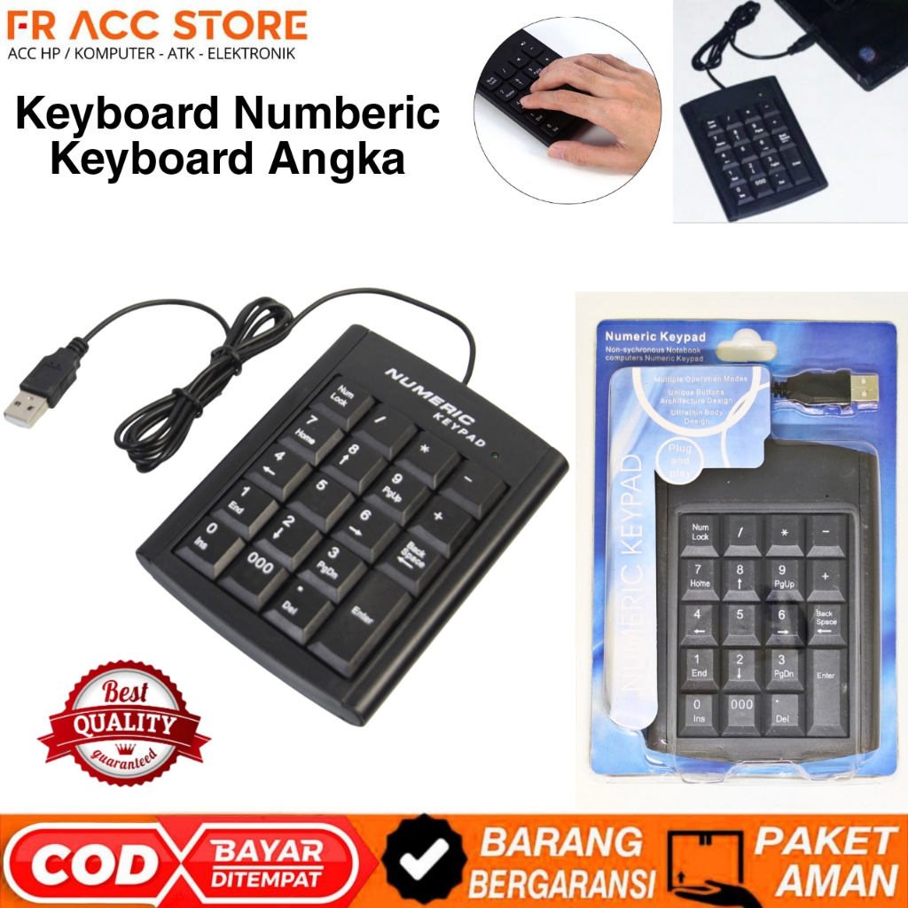 TOMBOL USB Numeric Keyboard 19 Compact Keys keypad numbers / Keyboard ...
