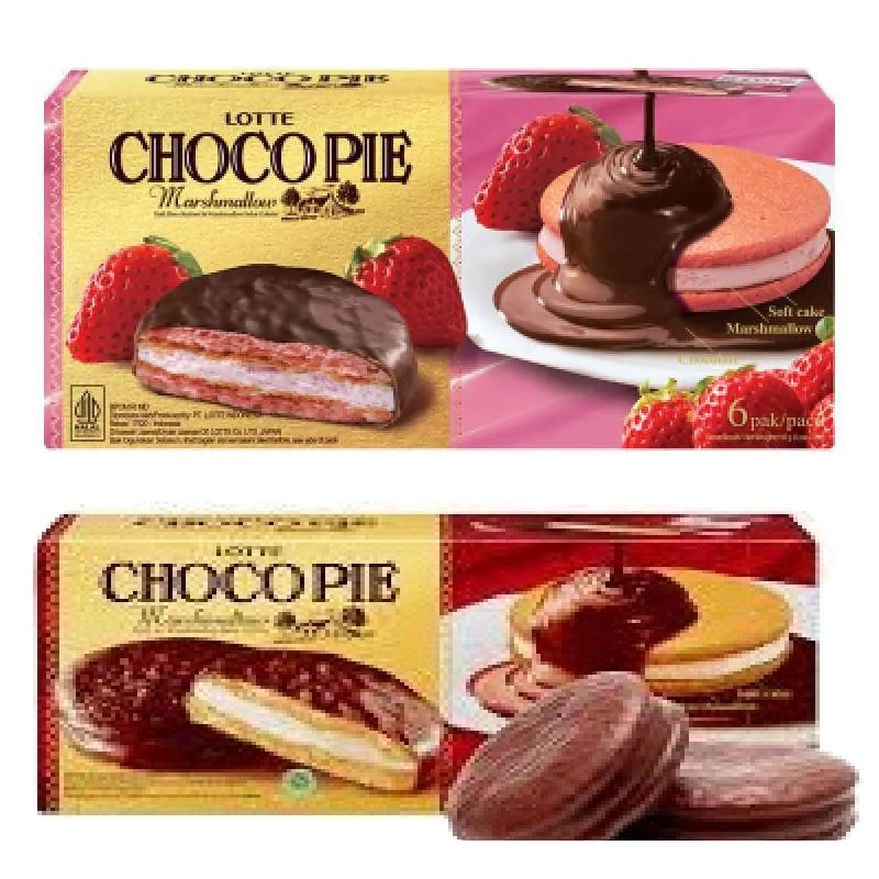 LOTTE CHOCOPIE CHOCO PIE STRAWBERRY MARSHMALLOW 6 PACK 156gr | Shopee Malaysia