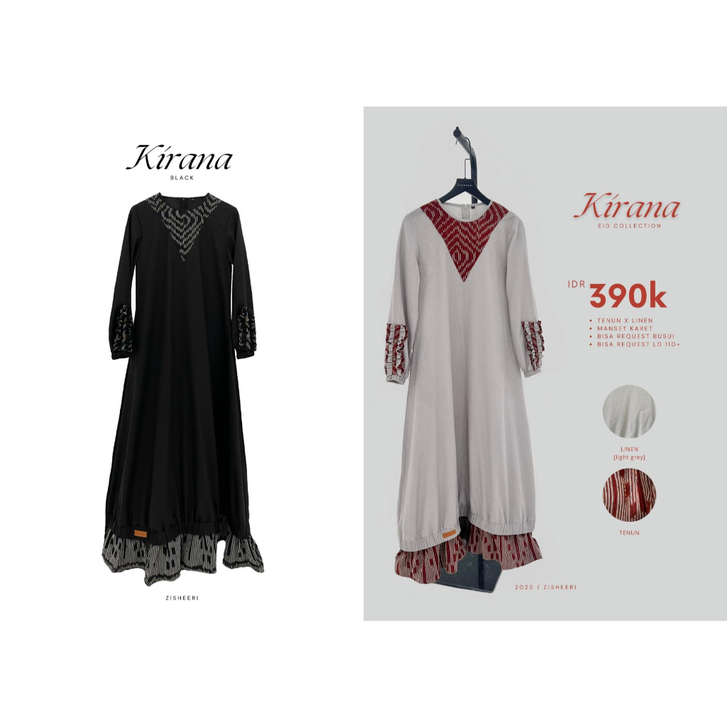 ZISHEERI KIRANA DRESS SERIES (Black, Light Grey) | Shopee Malaysia