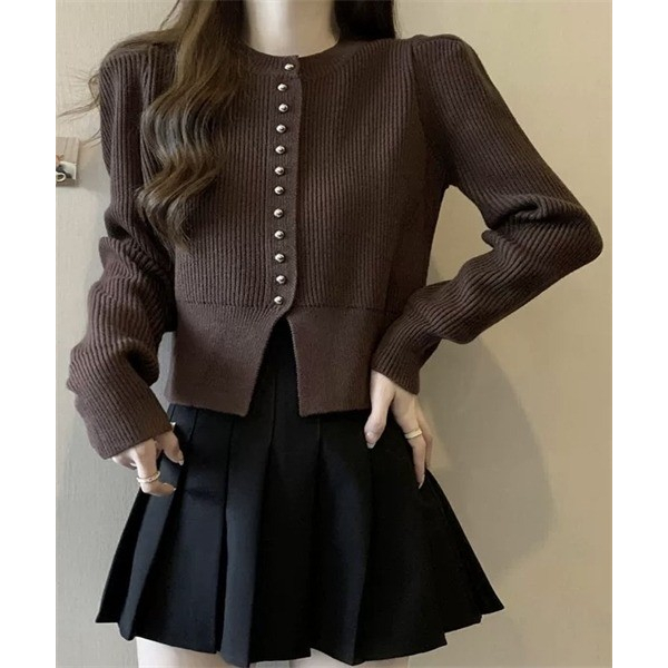 Cardy Longsleeve Top Basic Knitwear Button Korean - Women's Long Sleeve ...