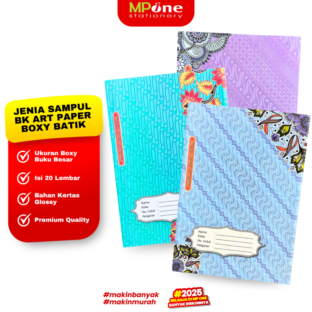 (1 PACK) JENIA Art Paper Glossy Boxy Notebook Cover with Batik Motif ...