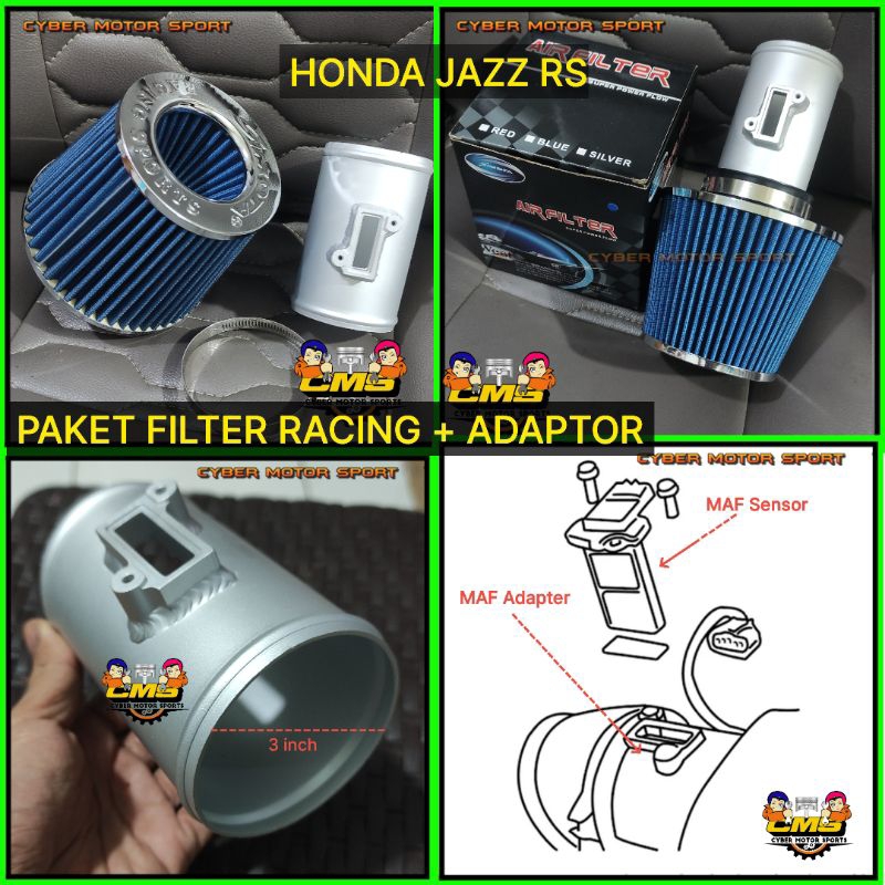MESIN Open filter Racing package plus air flow adapter maf car sensor ...
