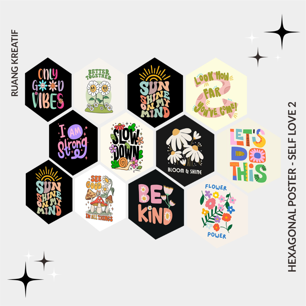 [ CREATIVE ROOM] - HEXAGON AESTHETIC POSTER (HEXAGONAL) - SELF LOVE ...