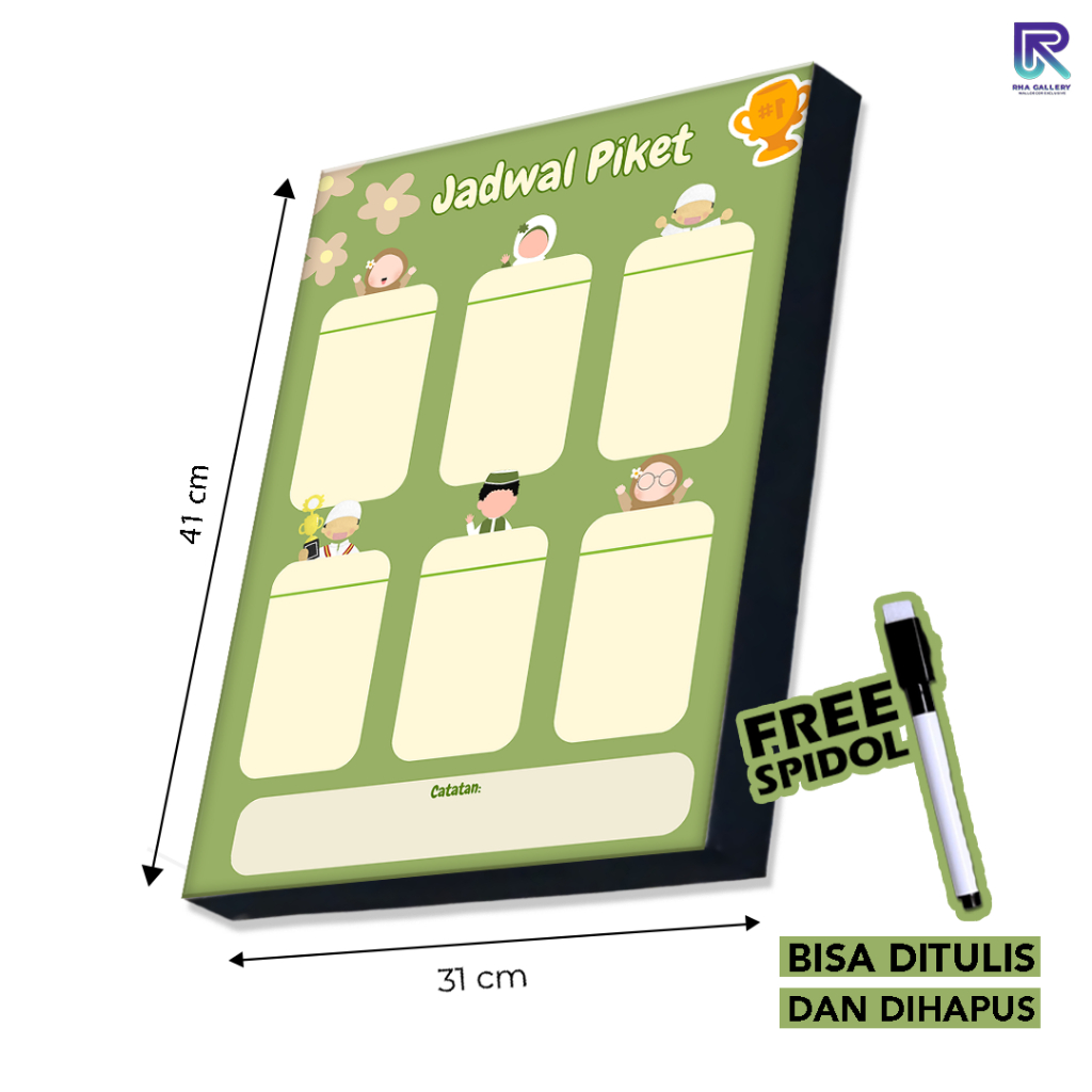 KAYU RHA GALLERY Wooden Whiteboard Aesthetic Picket Schedule School ...