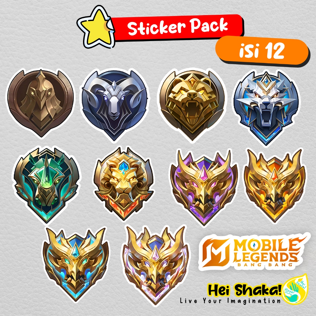 Rank Mobile Legends Pack of 11 Stickers Warrior Grand Master Elite Epic ...