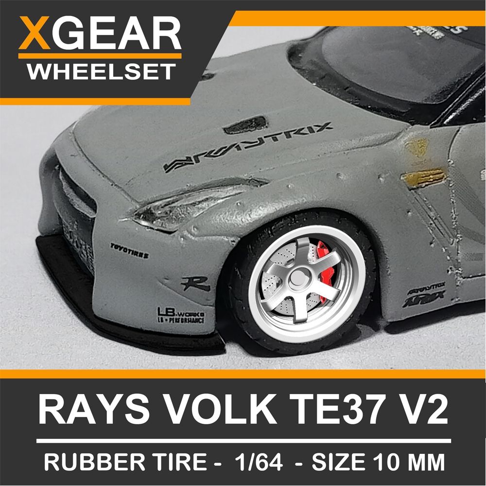 Hotwheels Rubber Tires diecast 1:64 Xgear Rims model RAYS VOLK TE37 ...