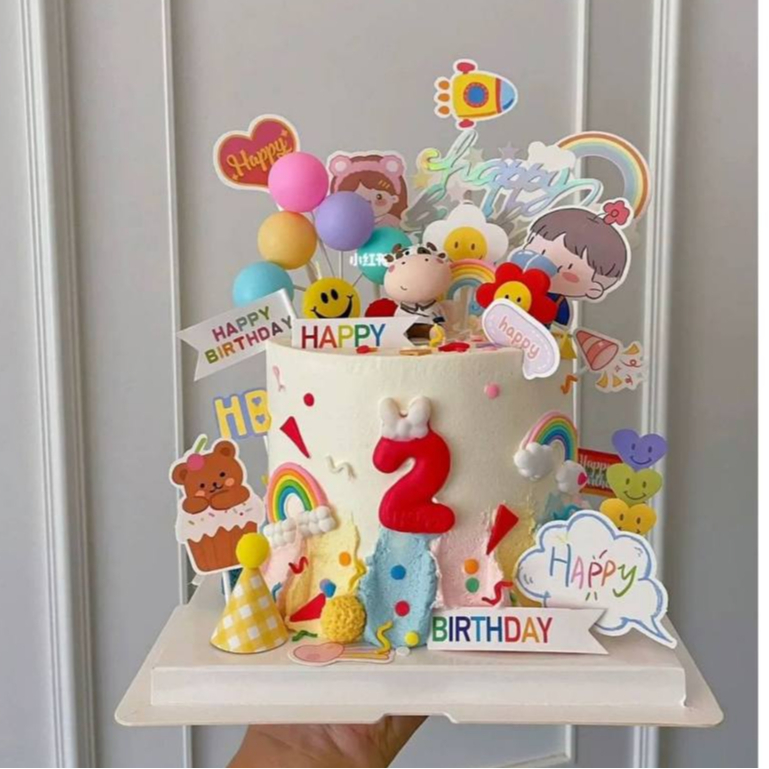 Paper Topper Set/ HBD Cake Topper/ Panda Theme Cake Decoration/ Paper ...