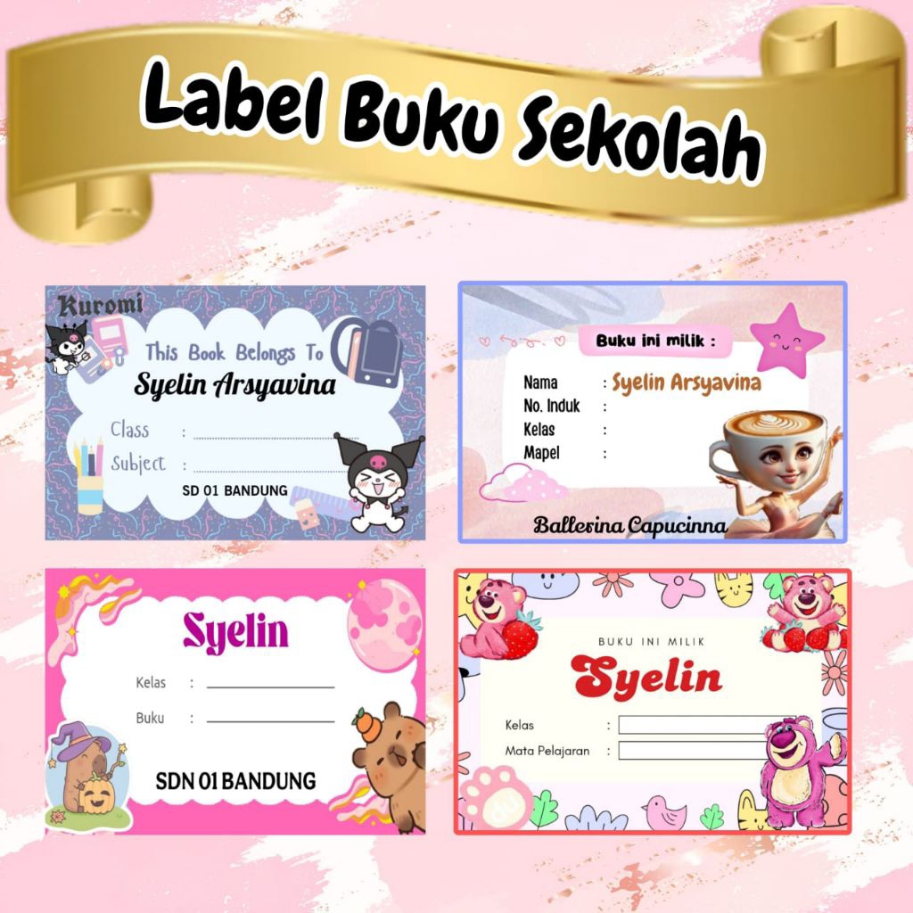 (CONTENTS 50 PCS) SCHOOL BOOK LABELS SCHOOL TEXTBOOK STICKER LABELS ...