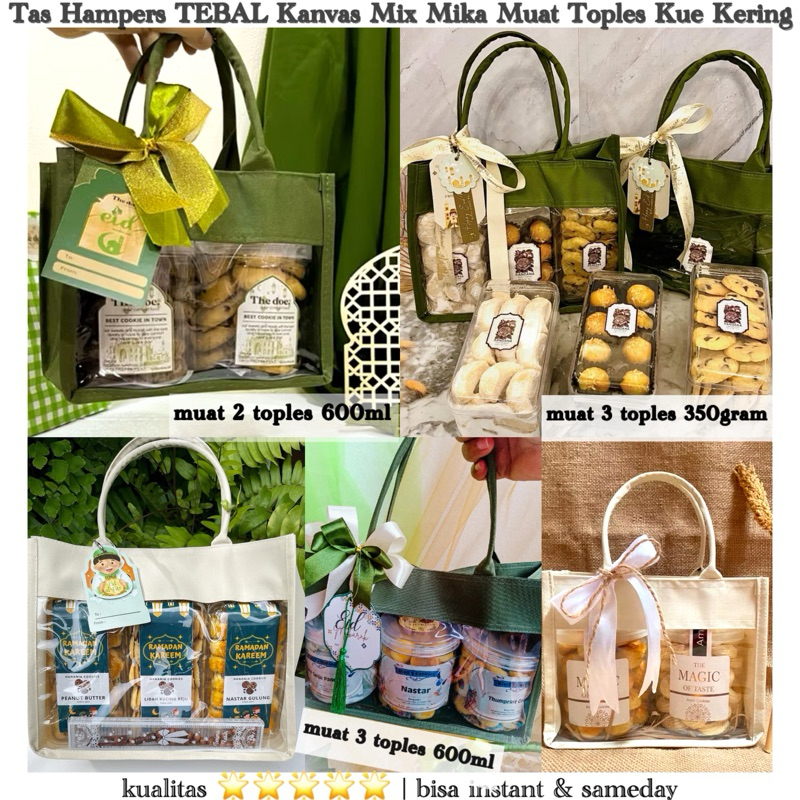 HIJAU THICK Hampers Bag Fits 2 600 ml jars / 3 600 ml jars / 3 350gr Rectangular Jars / Fits 3 ...