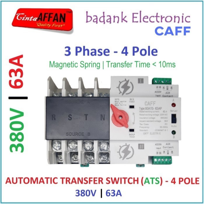 Ats 3 Phase 63A 4P 380V Automatic Transfer Switch (Pln - Genset ...