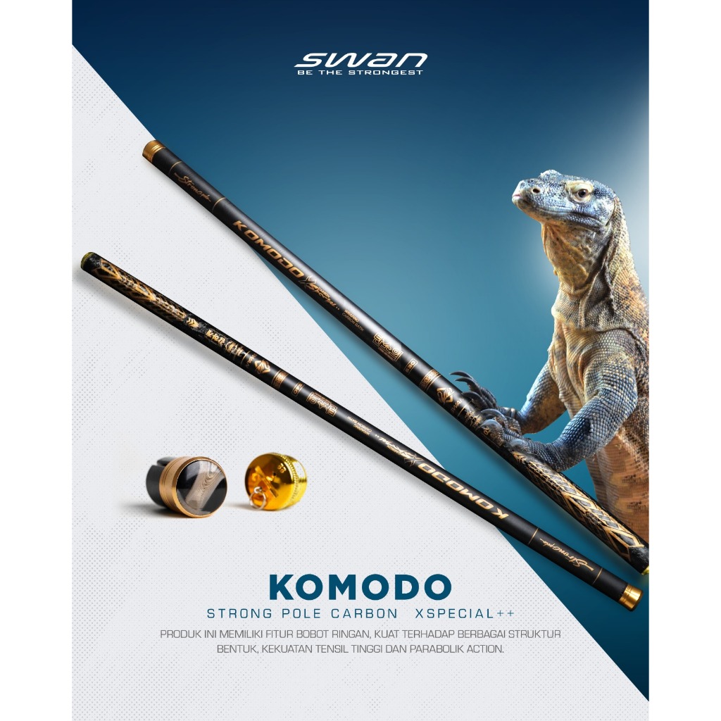 Swan Carbon Pole Fishing Tackle KOMODO 3,6m 4,5m 5.4m 6,3m Section Carbon Motif, Tegek Segment ...