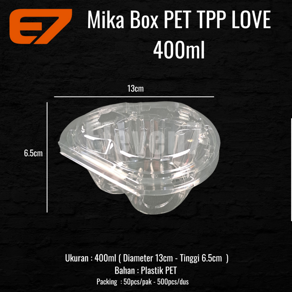 Mika Box Love, Tray Lunch Box, Plastic Mica Box 400ml (50pcs) | Shopee ...