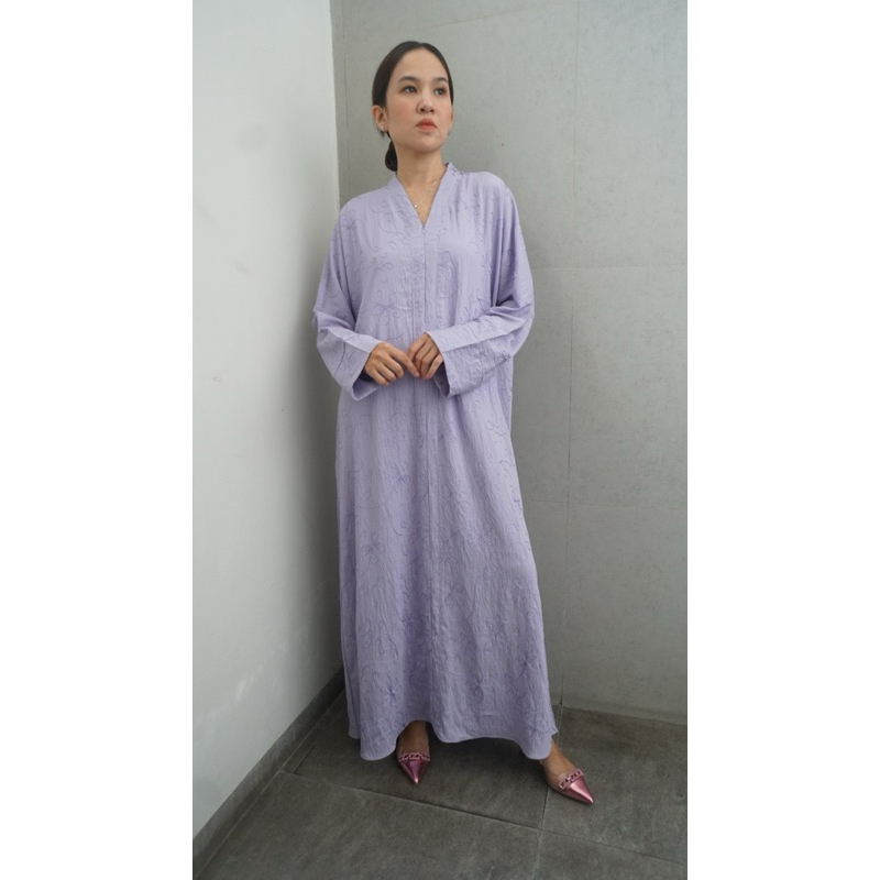 KATUN Abaya Dress Cotton Embroidery busui friendly (Eid Dress, Hari ...