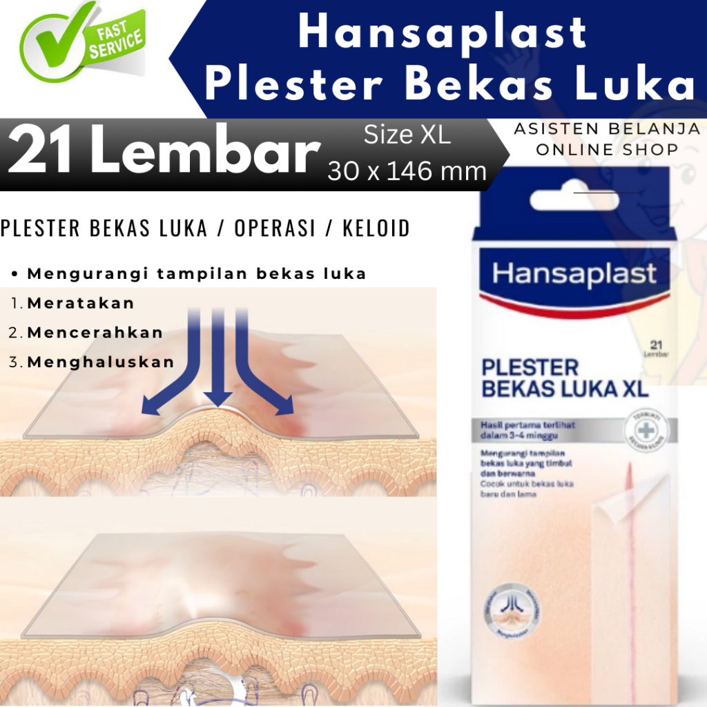 Hansaplast Scar Plaster XL contains 21 sheets Removes surgical scars ...