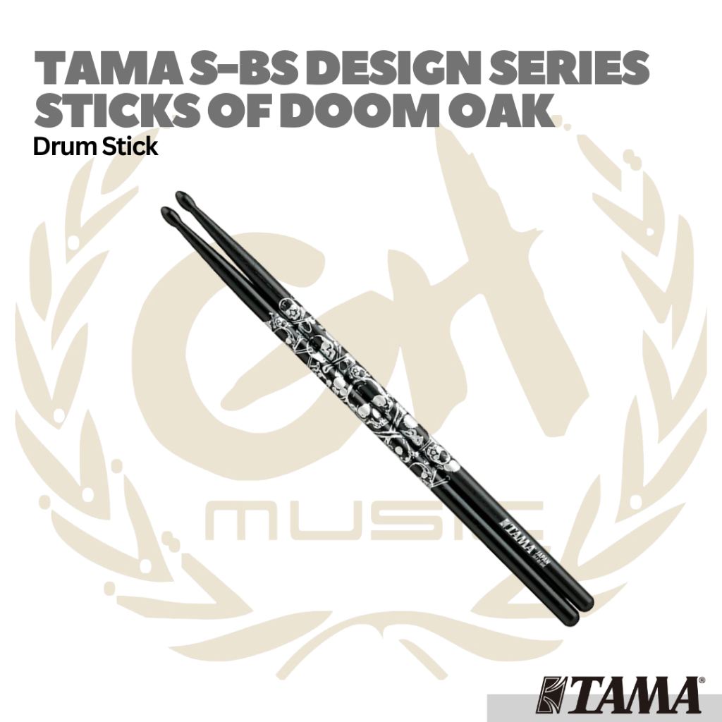 Tama S-BS Design Series Sticks Of Doom Oak Sticks, Black/Silver Pattern ...