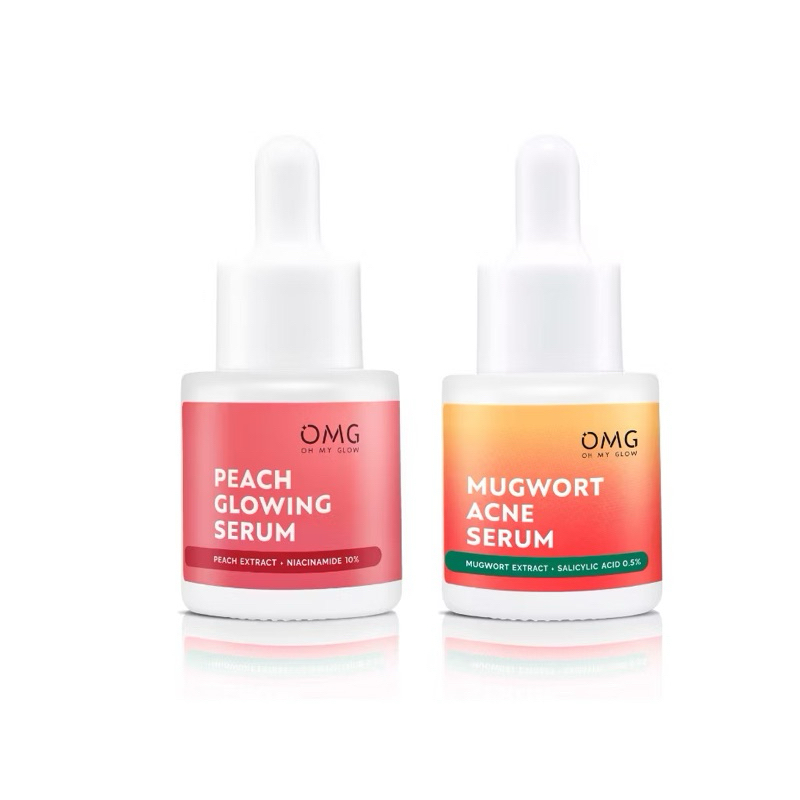 Omg Oh My Glow Peach Glowing Serum & Mugwort Acne Serum 20ml | Shopee Malaysia