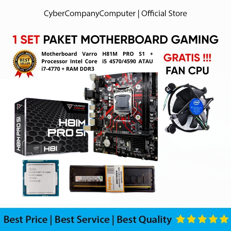 New Motherboard Varro H81M PRO S1 DDR3 Core i3-4170/ i5 4590 / i7-4770 Socket 1150 HDMI NVME ...