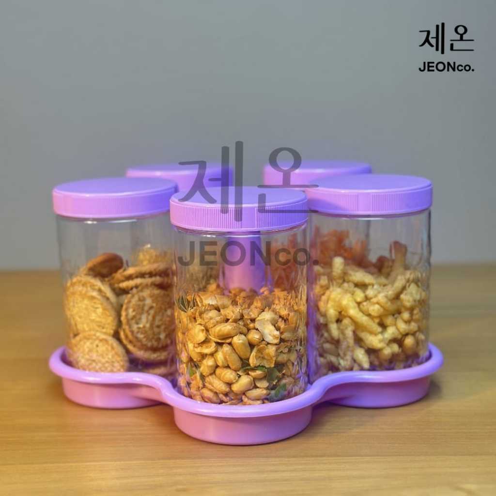 Eid Jar 5in1 Premium Crystal Five Flowers Jar Set Tray Cookie Jar Set ...