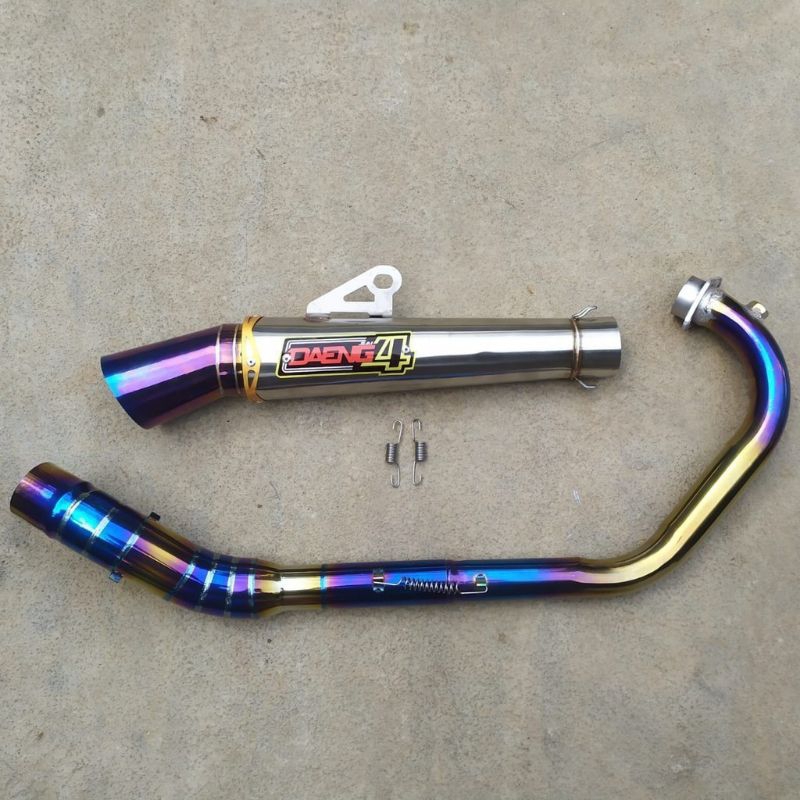 (9)1 Set DAENG4 conical exhaust big elbow blue pipe Muffler open ...