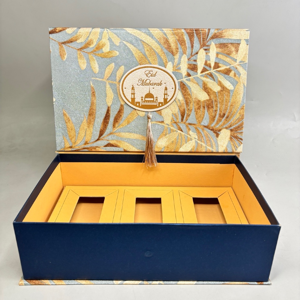 Hardtop Box 3 Jars 350gr Eid/Box Eid Dry Cake/Box Hampers Eid Navy Gold ...