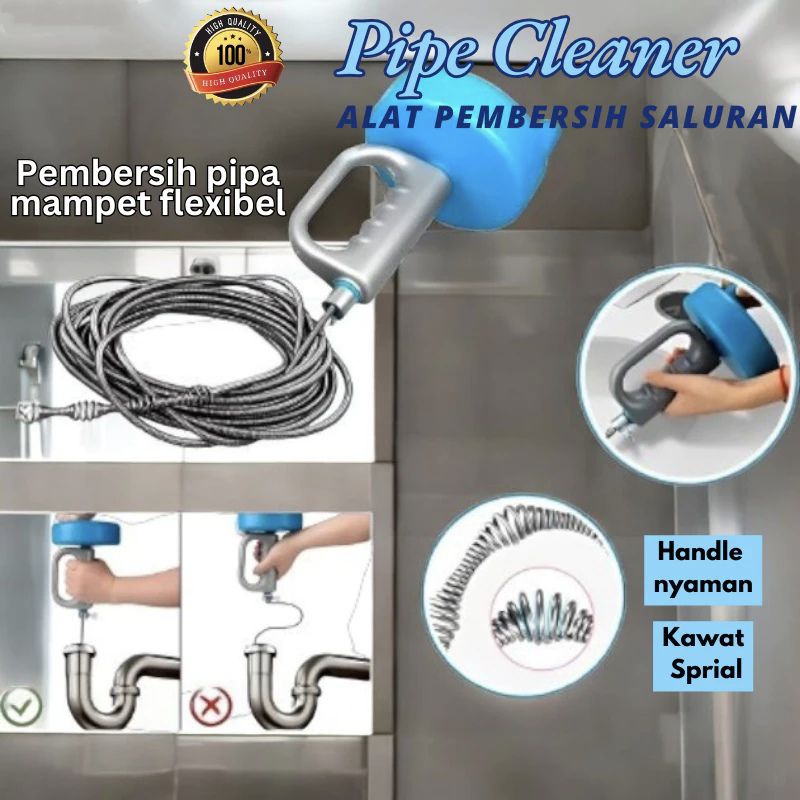 Algan25 PIPE Drain CLEANER CLOCKED CLAMPED LENGTH 10M PIPE CLEANER 1/4 ...