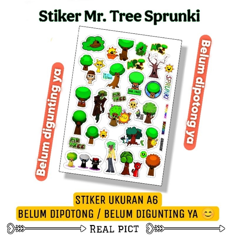 Sticker MR. Tree SPRUNKI / NON-CUTING STICKER A6 SIZE VINYL MATERIAL ...