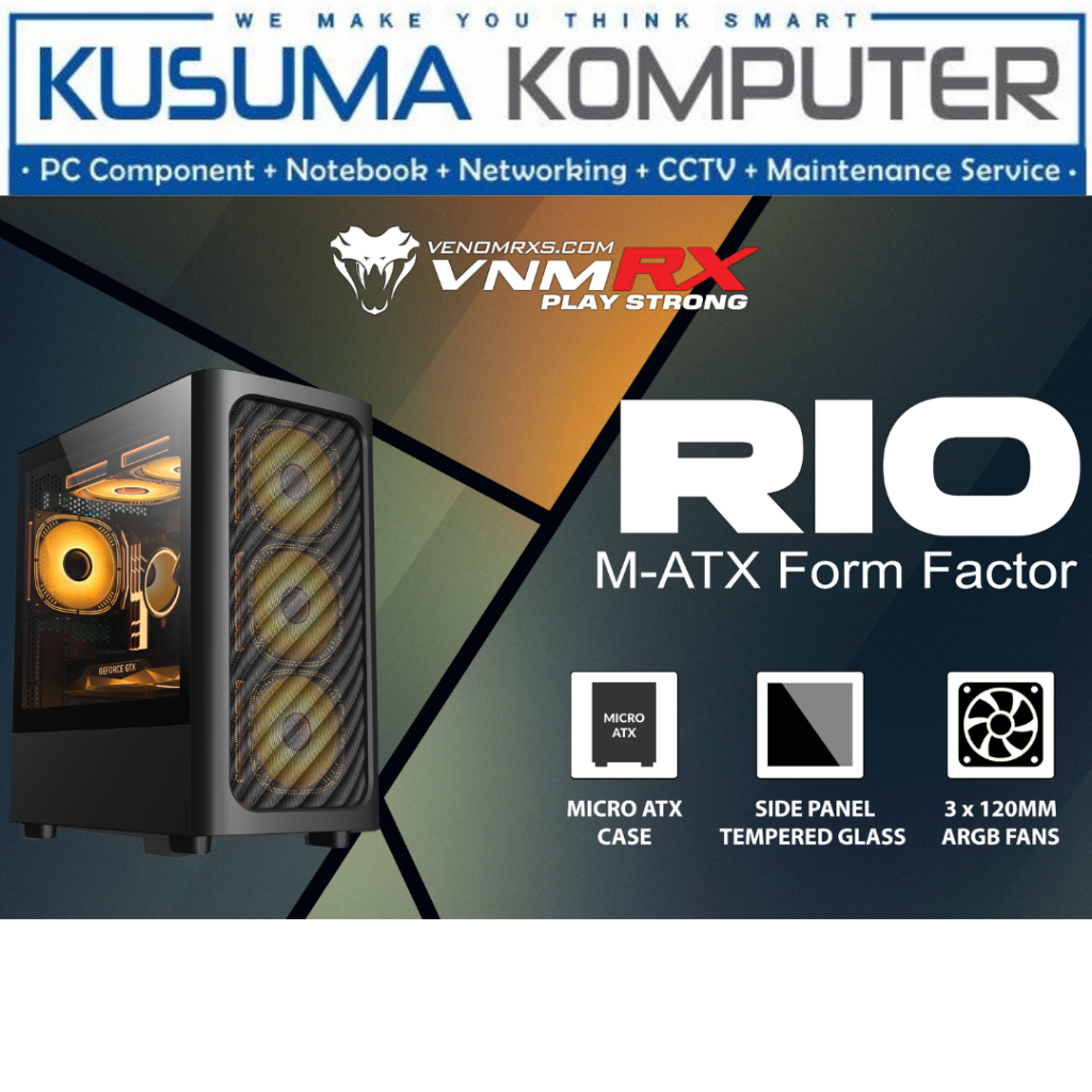 Venomrx RIO Casing + 3 Fan ARGB Micro ATX Gaming Case | Shopee Malaysia