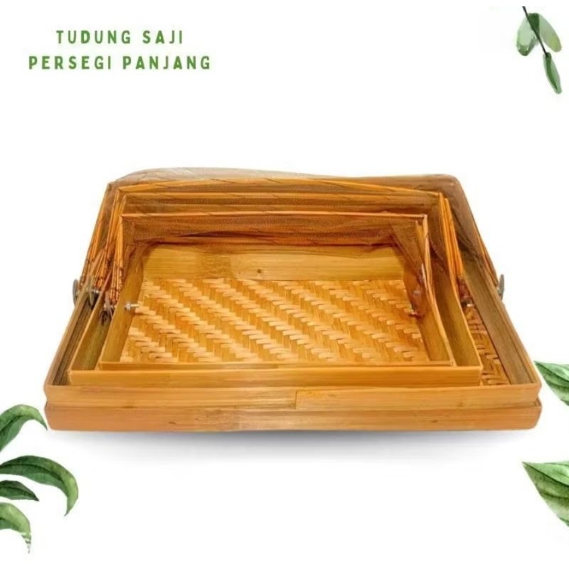 Serving hood set contains 3 pcs made of bamboo in square or square ...