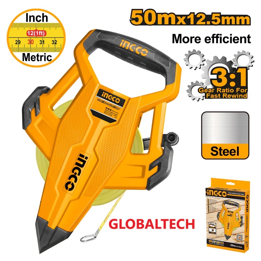 Ingco HSMT8550 STEEL MEASURING TAPE 50MTR METAL METER PLATE METER 50M ...