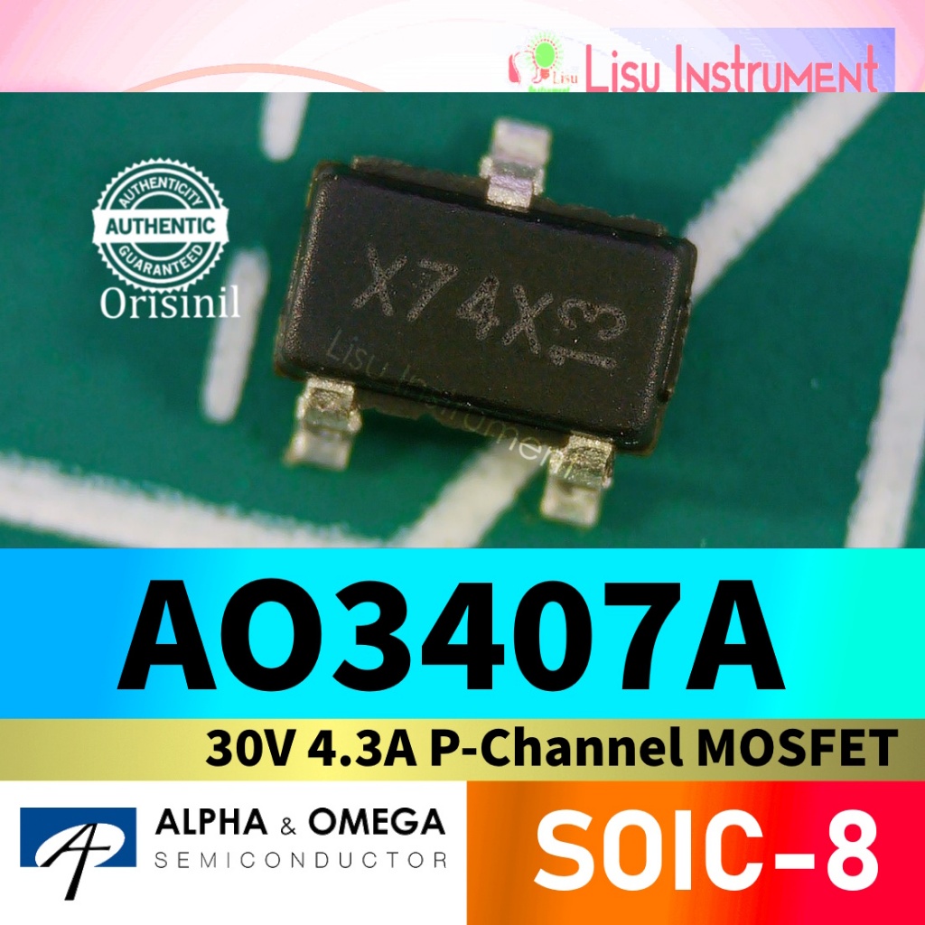 AO3407A 30V 4.3A P-Channel MOSFET AO3407 X7 SOT-23 Alpha & Omega ...