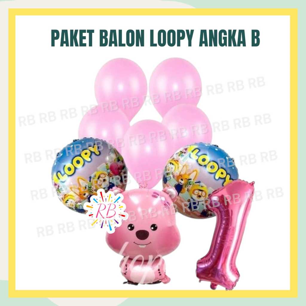 LOOPY PORORO NUMBER B Balloon Package / Pororo Loopy Balloon Birthday ...