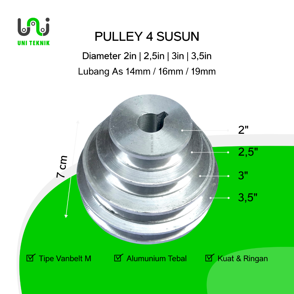 Pulley stack / Pulley 4 stack transmission 2in - 3.5in Vanbelt type M ...