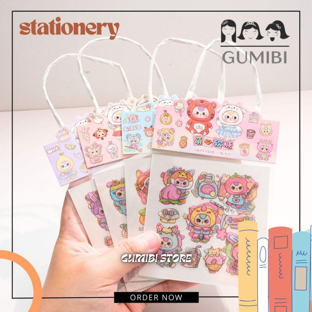 STICKERS 3 SHEETS BABY THREE STICKERS TENTENG BAG PVC STICKERS CUTE ...