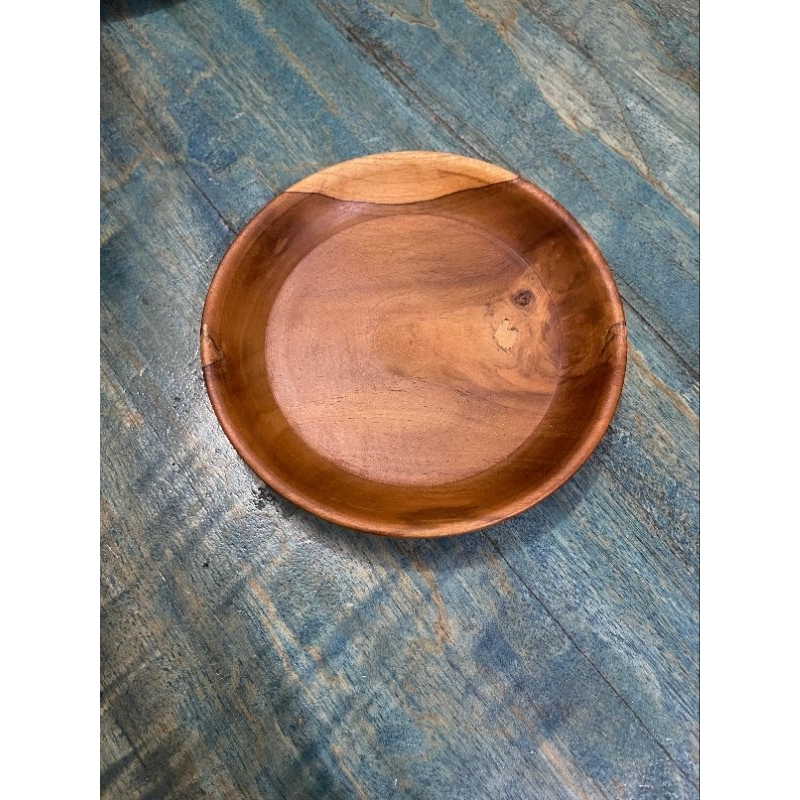 KAYU Round wooden plate 15cm teak foodgrade | Shopee Malaysia