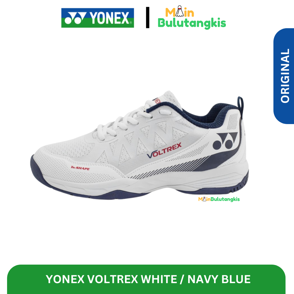 Original Yonex Voltrex White / Navy Blue Badminton Shoes | Shopee Malaysia