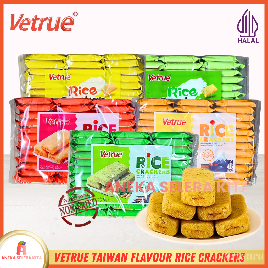Vetrue Taiwan Flavor Rice Crackers Salted Egg, Vegetable, Cheese & Crayfish Flavor Halal 300 ...